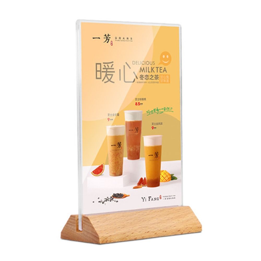 High Quality Acrylic Table Top Sign Holder A4/A5/A6 with Wood Base Menu ...