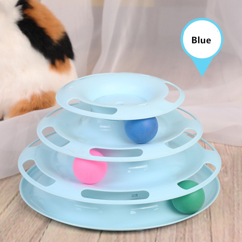 4 Levels Pet Cat Toy Tower Tracks Disc Cat Intelligence Training ...