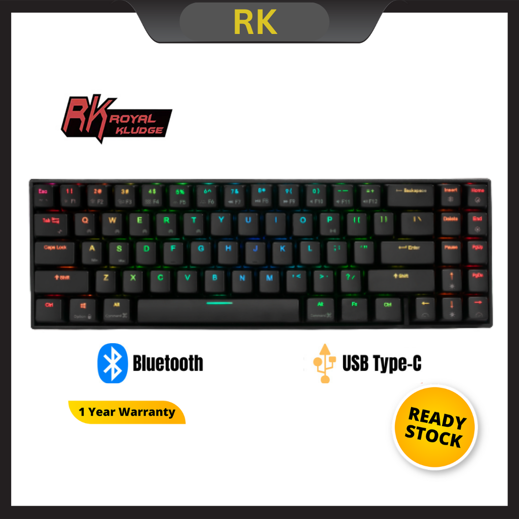 Rk royal kludge rk71 dual mode wireless rgb keyboard (switch-brown/red ...