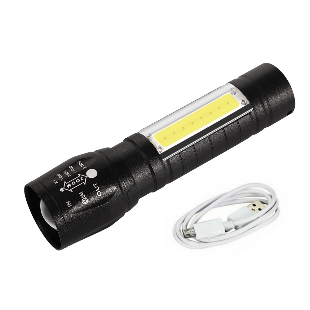 Powerful Flashlight Portable Emergency Light Work COB Light ...