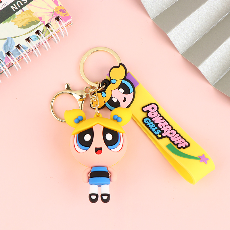 Creative Cartoon Anime Keychain Powerpuff Girls Doll Car Key Pendant ...