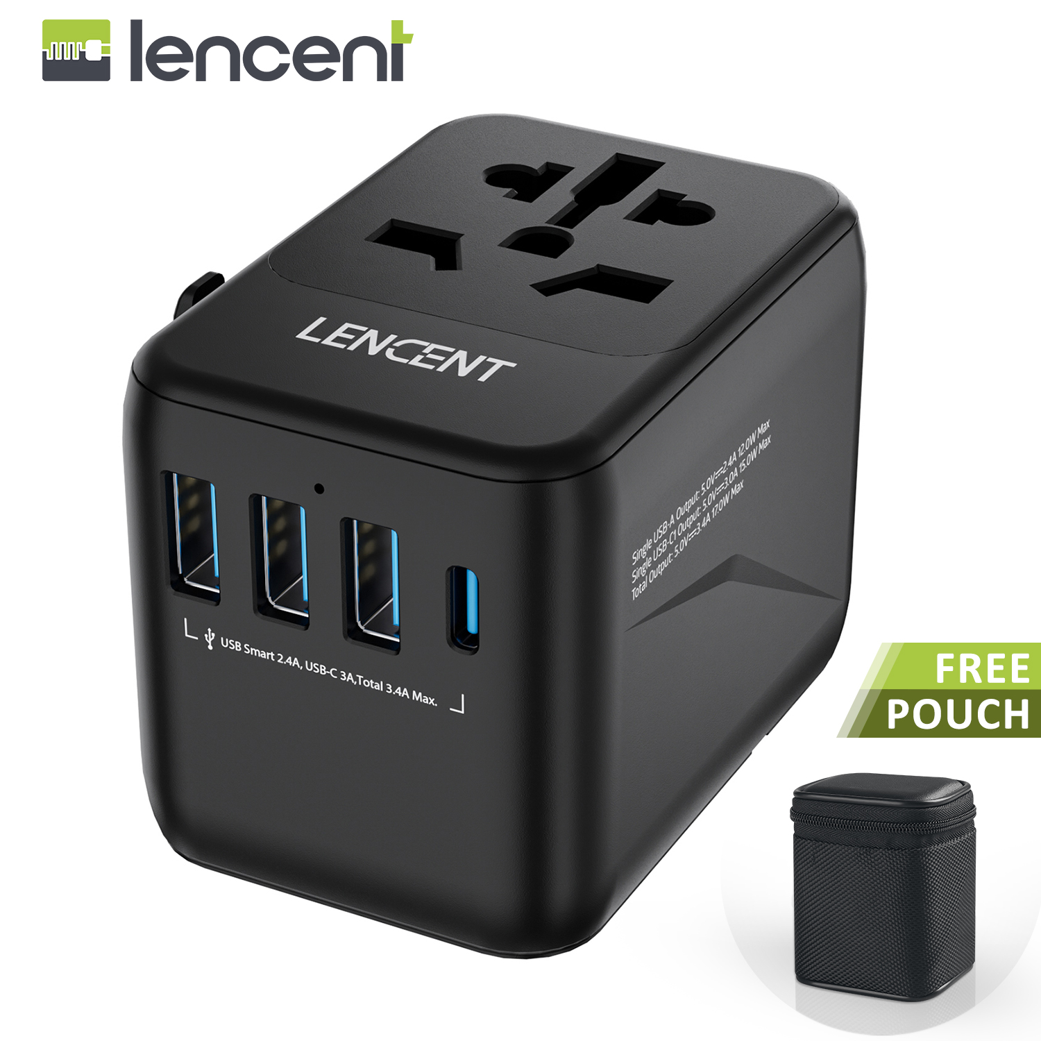 LENCENT Universal Travel Adapter, International Charger with 3 USB ... LENCENT Universal Travel Adapter, International Charger with 3 USB ...
