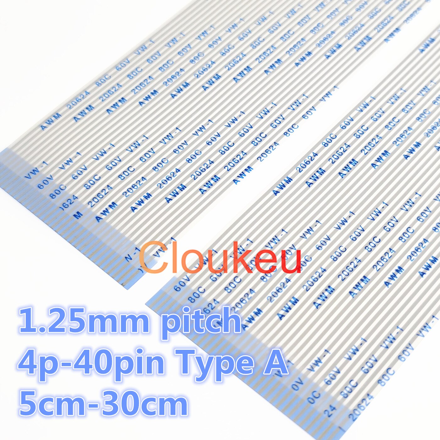 AWM 20624 80C 60V VW-1 FFC FPC flexible flat cable 1.25mm 5cm-30cm 4P-40Pin Type A Same ...