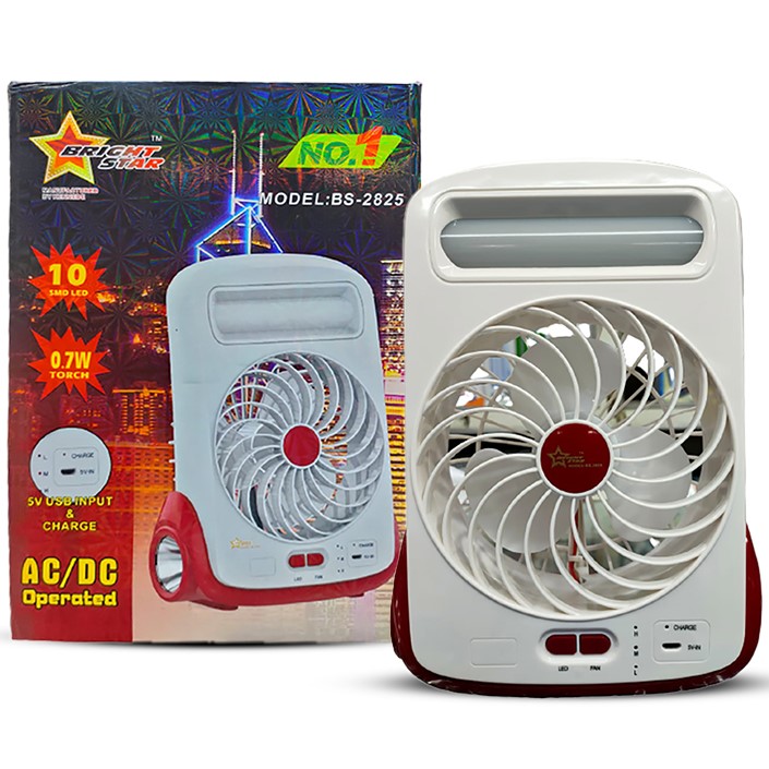 Bright Star BS-2825 Rechargeable AC/DC Multiple Modes Portable Desk Fan ...