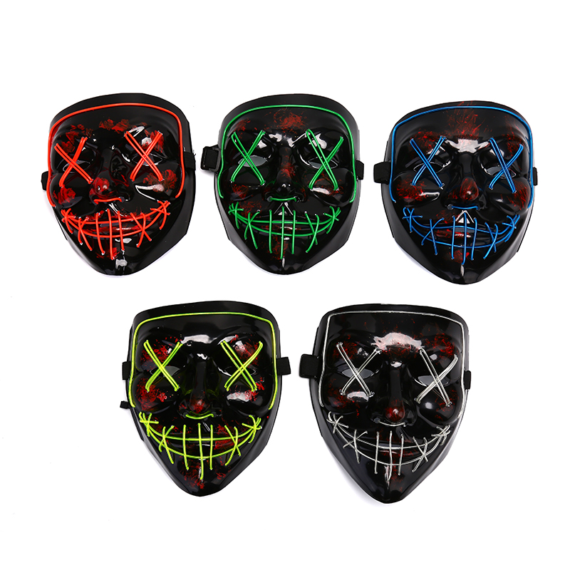 LED Glow Mask EL Wire Light Up The Purge Movie Costume Light Party ...