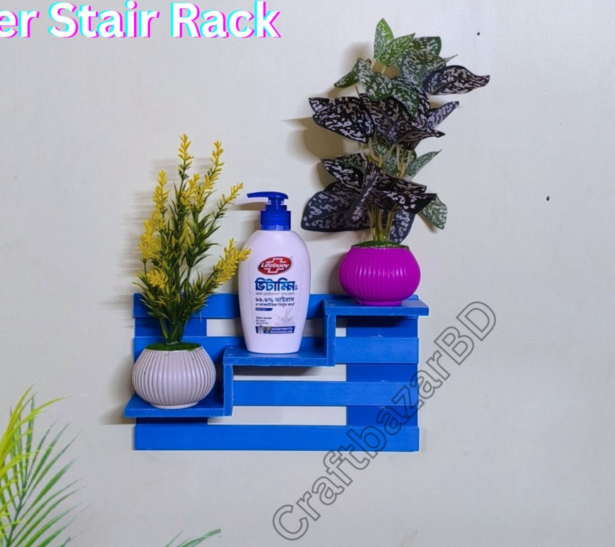 Wall Mounted 3 Layer Stair Rack, Punch Free Wall Hanging Showpiece ...