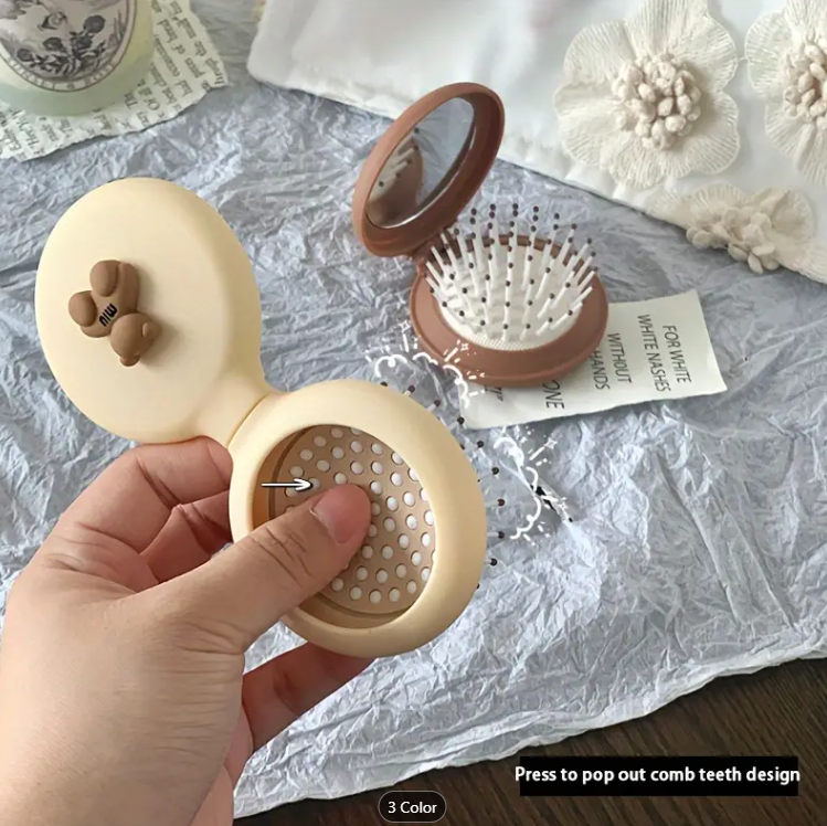 Mini Portable Hair Comb With Mirror, Air Cushion Comb With Makeup ...