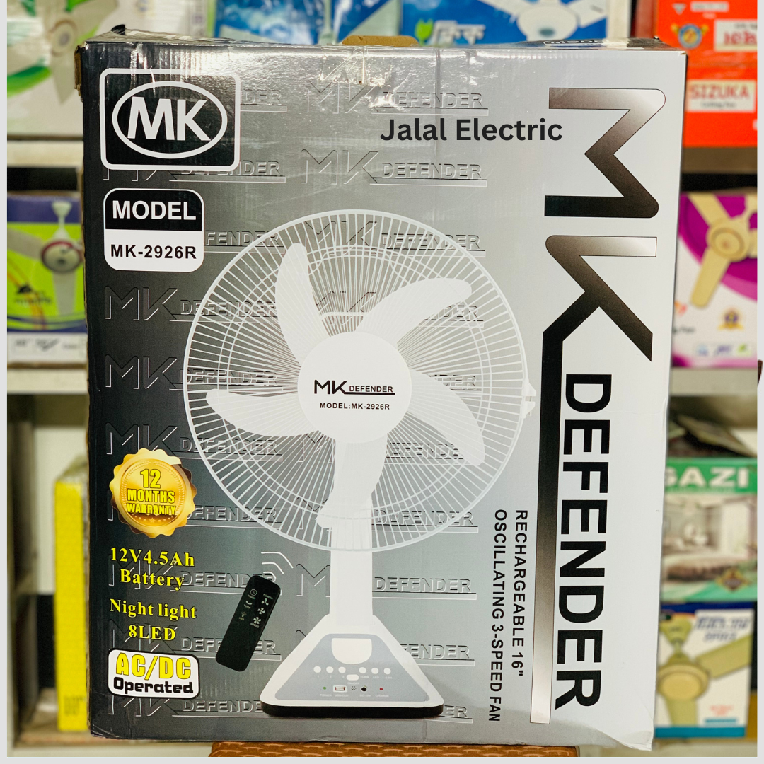 MK Defender Rechargeable Table fan 16 inch , (Remote Control)Model: MK ...