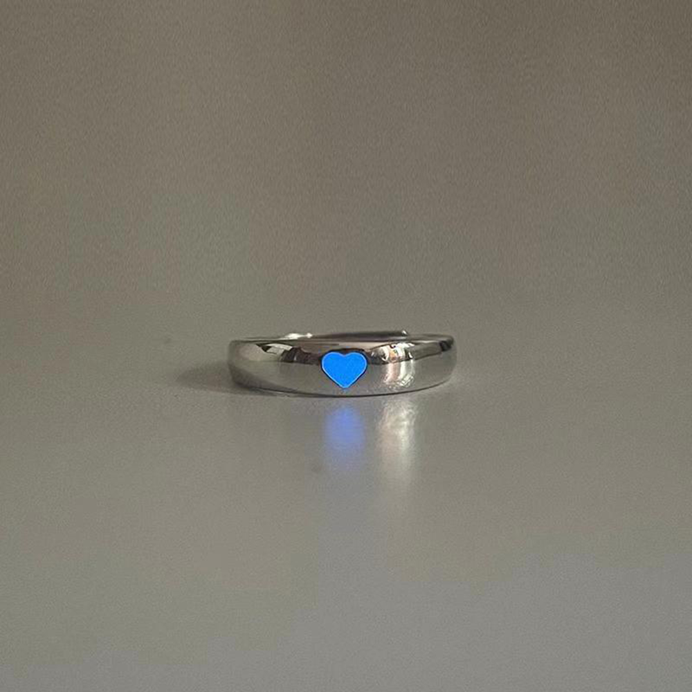 Fluorescent Ring Jewelry Couple Finger Rings Adjustable Luminous Ring ...