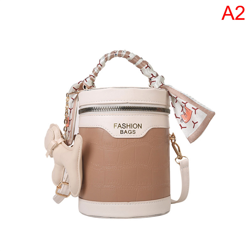 Women's Designer Handbag Cylinder Shoulder Bag PU Leather Bucket Bag ...