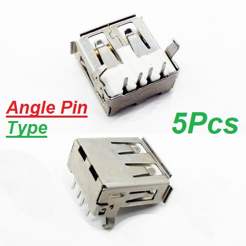 5Pcs- FEMALE USB SOCKET 2.0 ANGLE STRAIGHT Pinout Socket Type-A 4 Pin ...