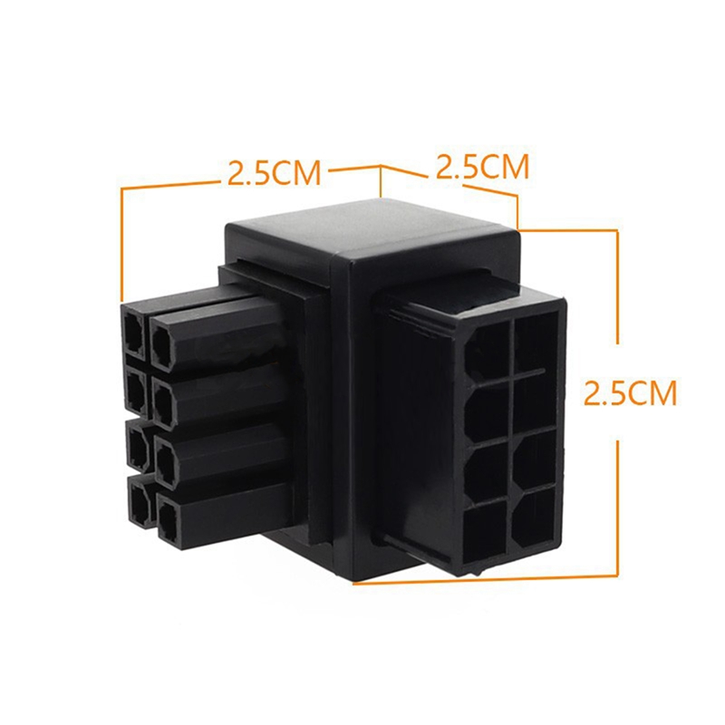 ATX 8Pin Female 90 Degree Angled to 8 Pin Male Power Adapter GPU Power ...