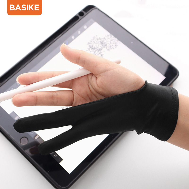 Basike (stylus pens Anti-mistouch gloves)New Black Two-finger Gloves ...