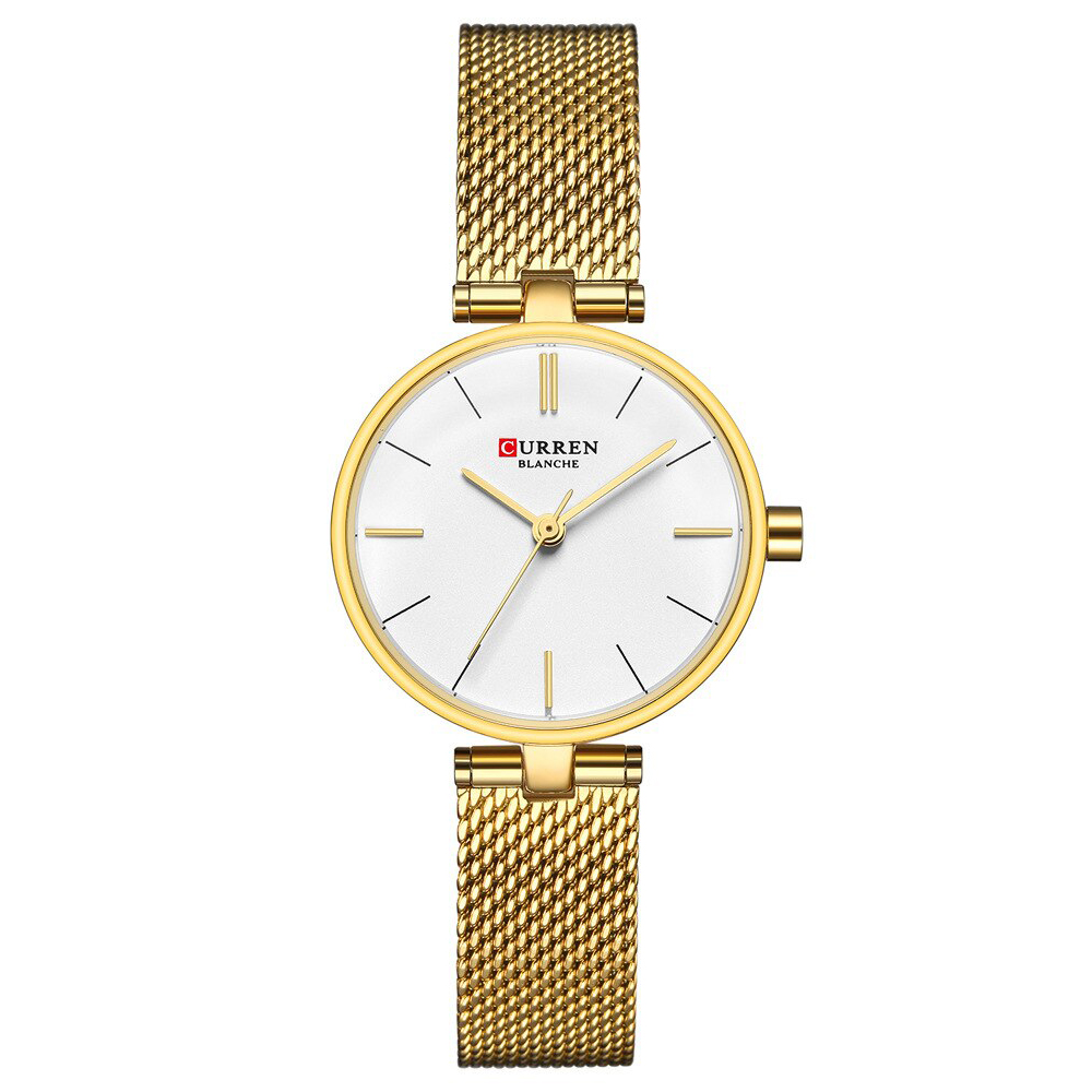 CURREN C9038L Golden Mesh Stainless Steel Analog Watch For Women ...
