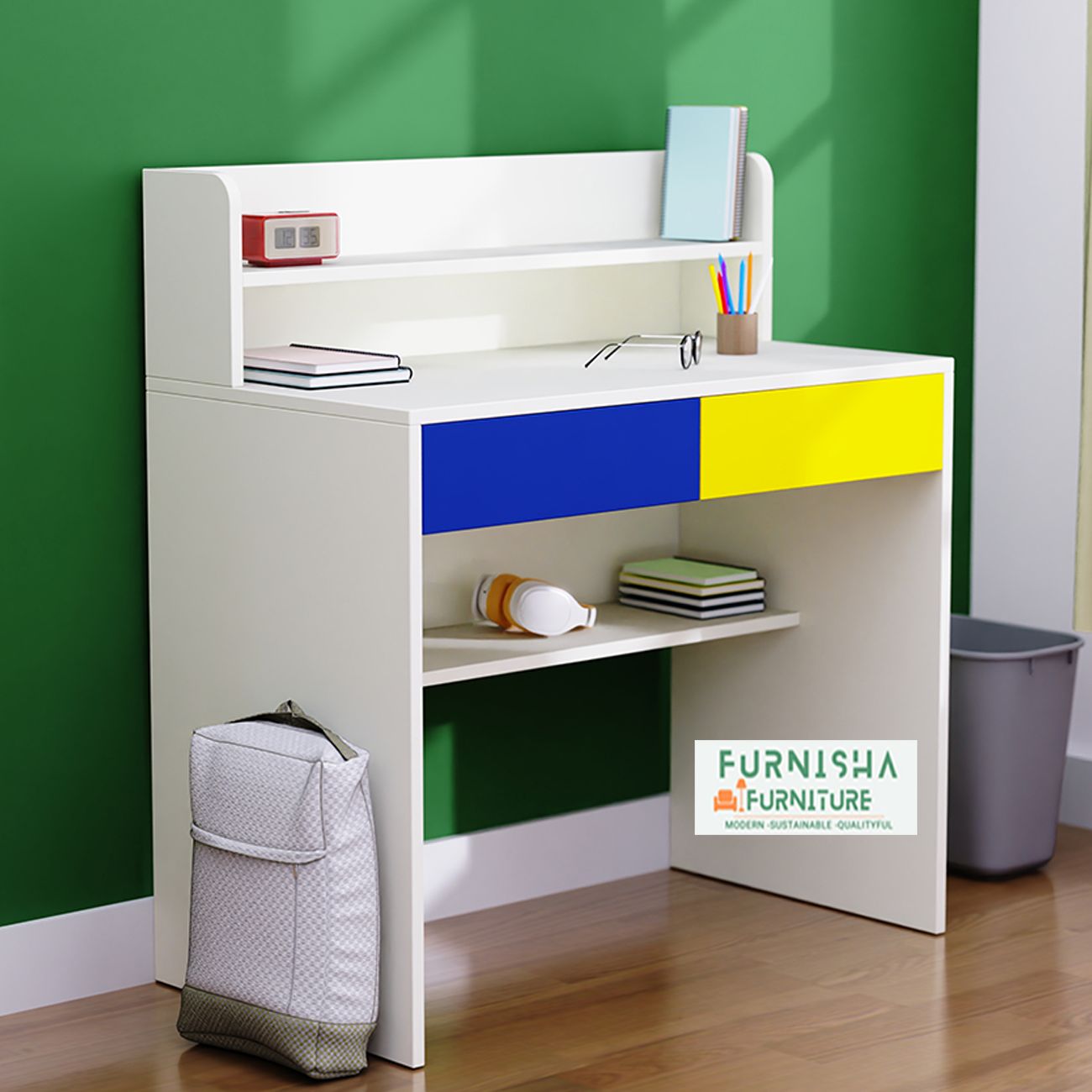 Zannis Study Table with Drawer/Wooden Table Desk/Laptop Table/WFH ...