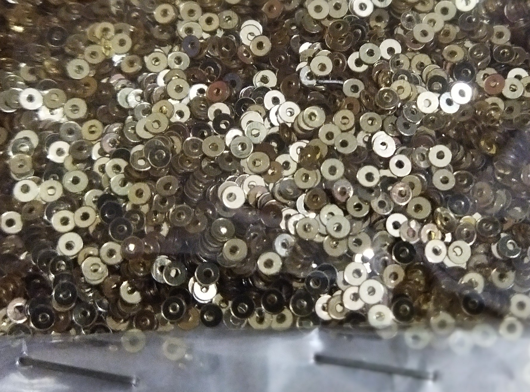 Golden Metallic Centrehole Micro Circular Sequins. 30g Sequins, 2mm ...
