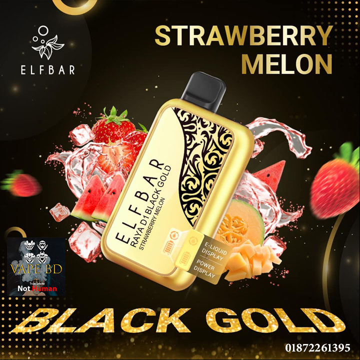 Elfbar Raya D1 Black & Golden (Limited edition) with 13k puff malaysian ...