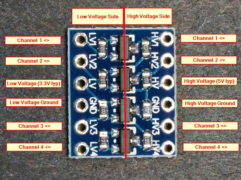 4 CHANNELS Logic Level Converter Four Channel 3.3V To 5V Bi-Directional ...