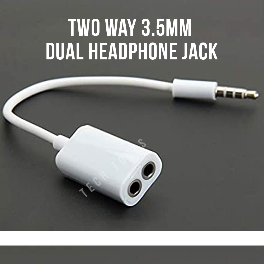 Two Way 3.5mm Dual Headphone Jack Splitter AUX Stereo Earphone Earbuds ...