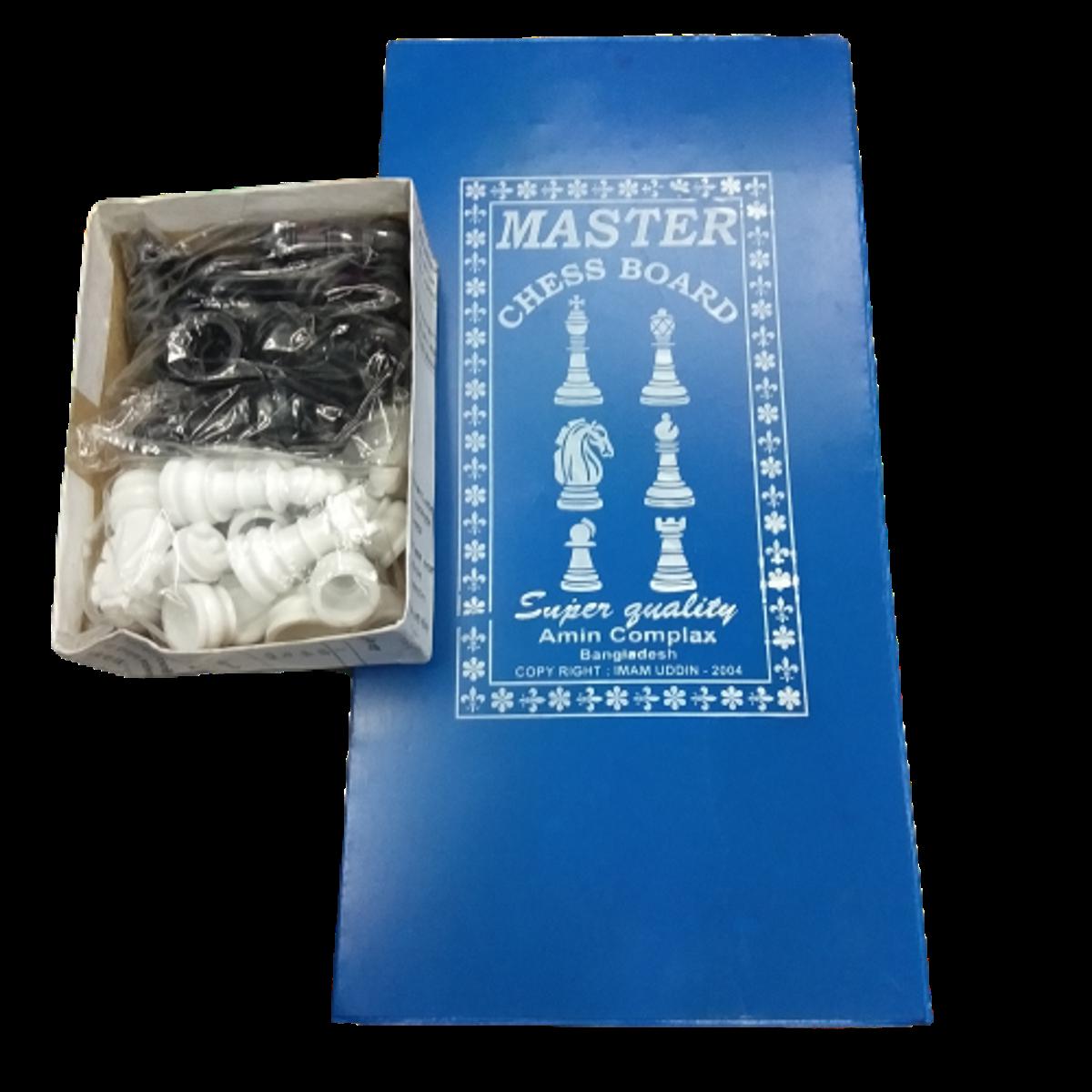 Chess Board - Black and White (Small Size: 14 by 14 inch) With Full set ...