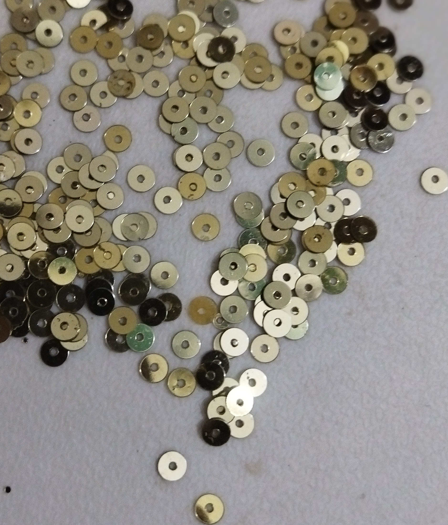 Golden Metallic Centrehole Micro Circular Sequins. 30g Sequins, 2mm ...