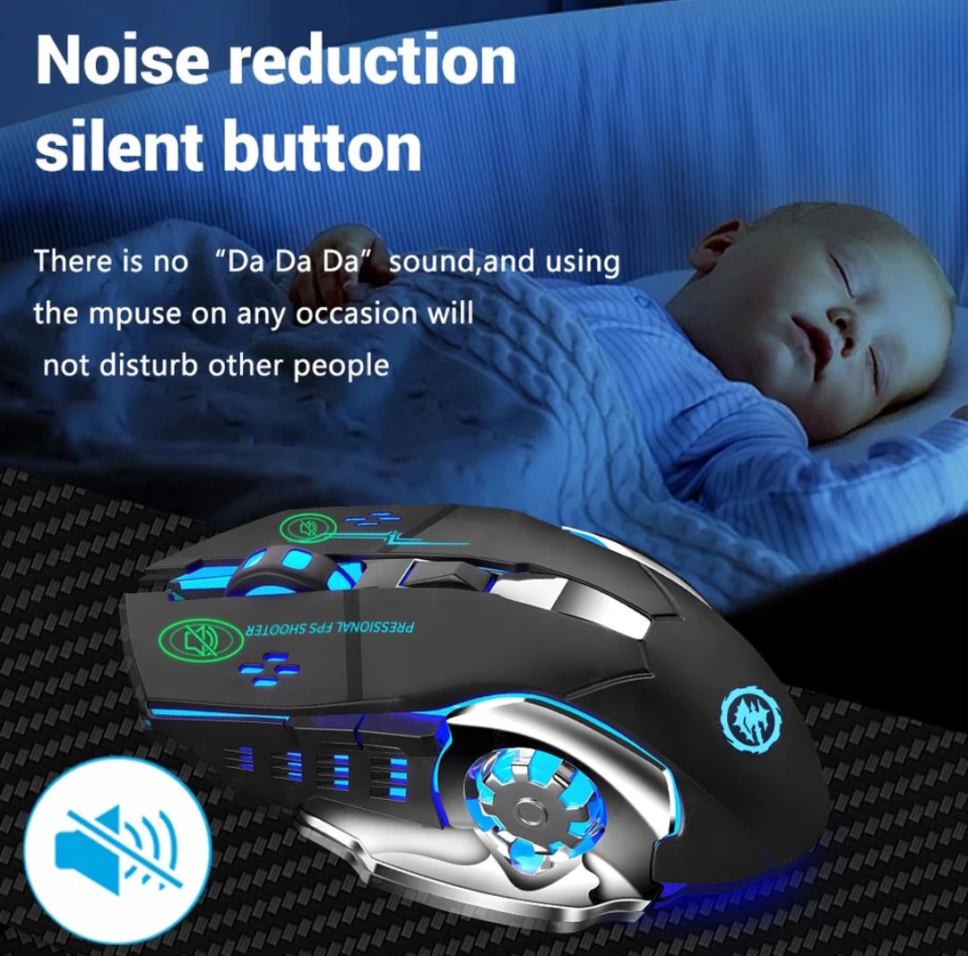 RECHARGEABLE Wireless Gaming Professional Mouse RGB For IOS Android Mac ...