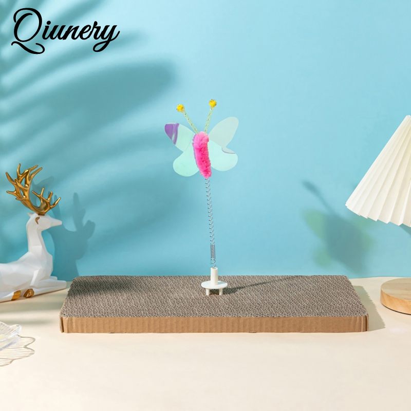 Qiunery Cat Toys, Cat Scratcher Toys, Cartoon Doll Cat Wand With Spring ...