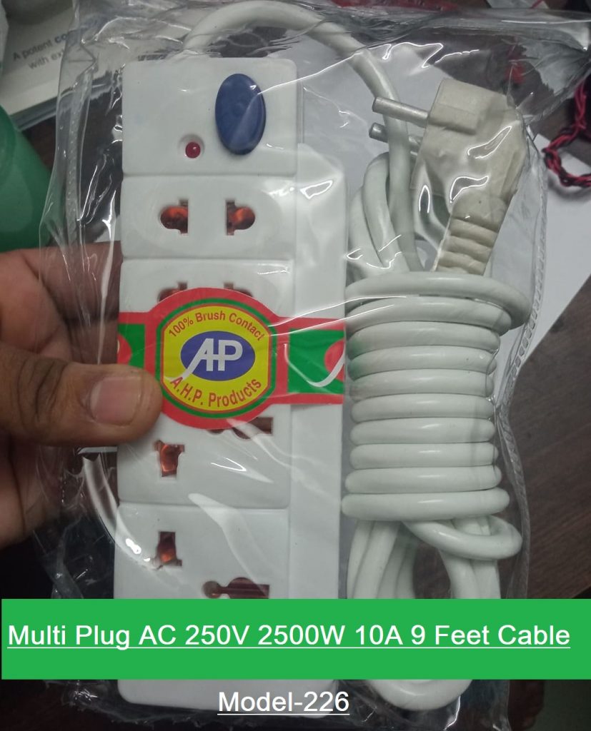 Multiplug Socket Multi Plug AC 250V 2500W 10A 9 Feet Cable Brass ...