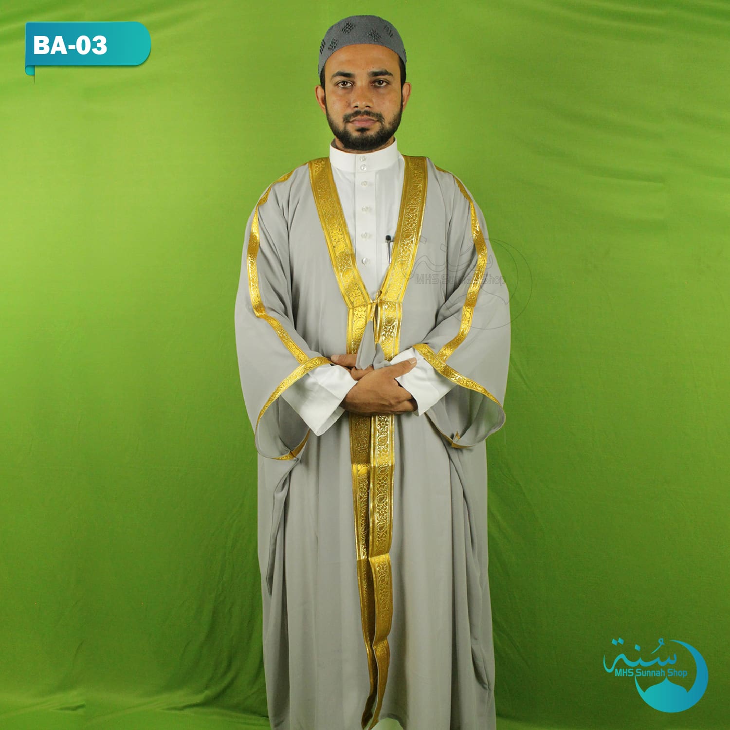 Silver Color Comfortable Bangladeshi Imam Dress Aba Kaaba Thobe for Men