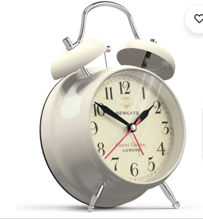 Twin Bell Alarm Table Clock, Desktop Clock, Home Decor Metal White ...