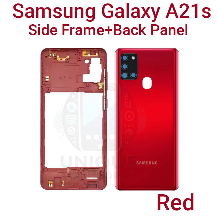 For Samsung Galaxy A21s Side Frame + Back Panel Housing + Camera Glass ...