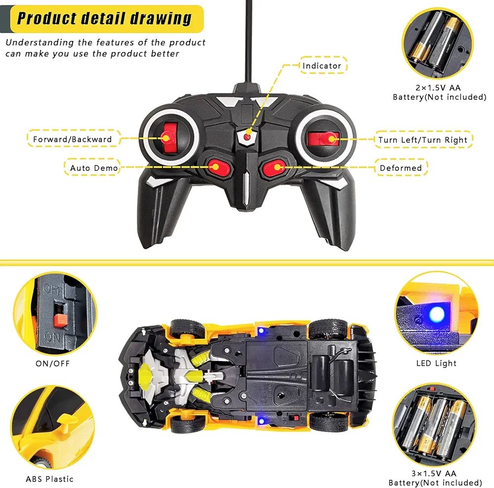 Remote Control Car For Boys 3-5, Transforming Robot Rc Car For Kids, 1: ...