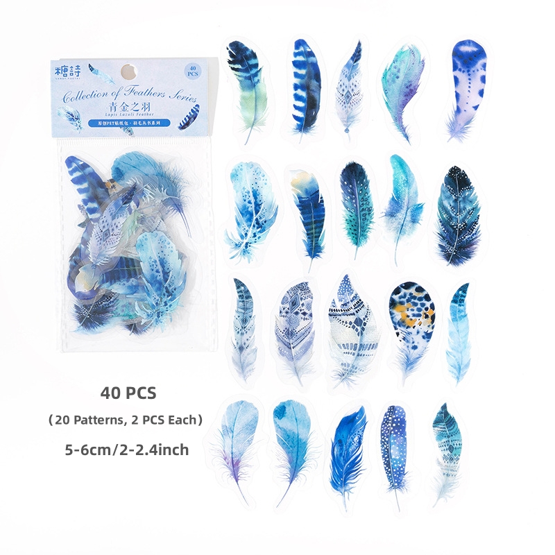 RHS Online 40PCS Feather Book Series PET Stickers Diary Journaling ...
