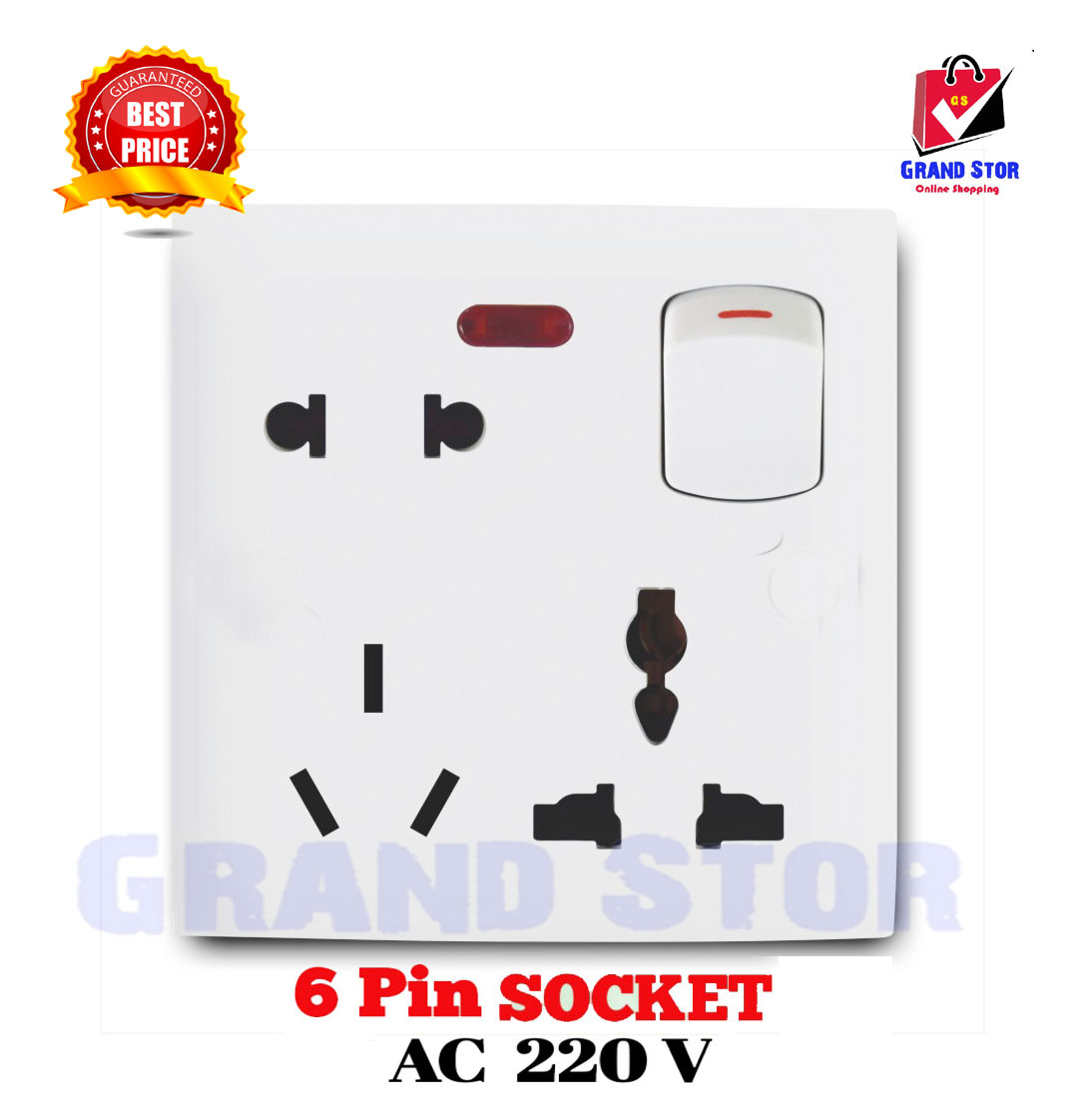 6 Pin Socket (16A-220V) Multi Function Universa 3Pin 2Pin Combine ...