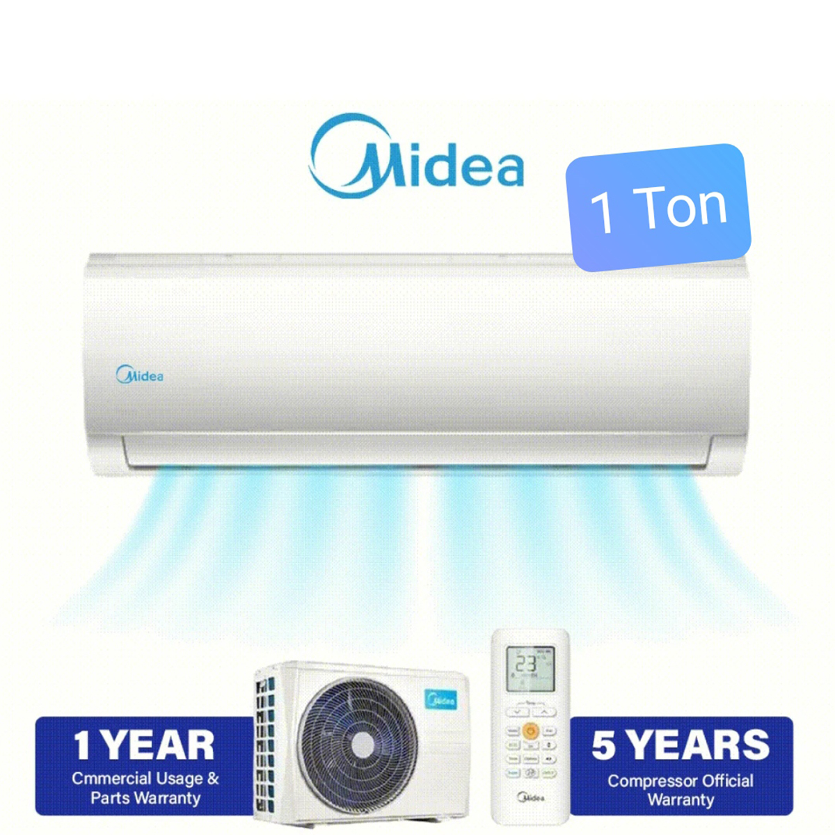Midea 1 Ton Non Inverter Ac Split Type Air Conditioner 5 Year ...