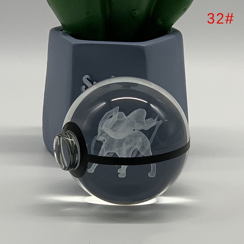 Anime Pokemon 3D Crystal Ball Snorlax Figure Pokeball Engraving Crystal ...