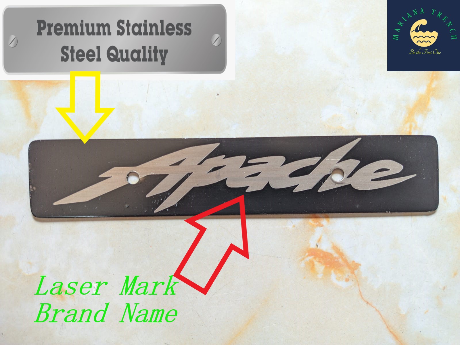 Apache RTR Bike Front Name Plate Stainless Steel With Laser Marking ...