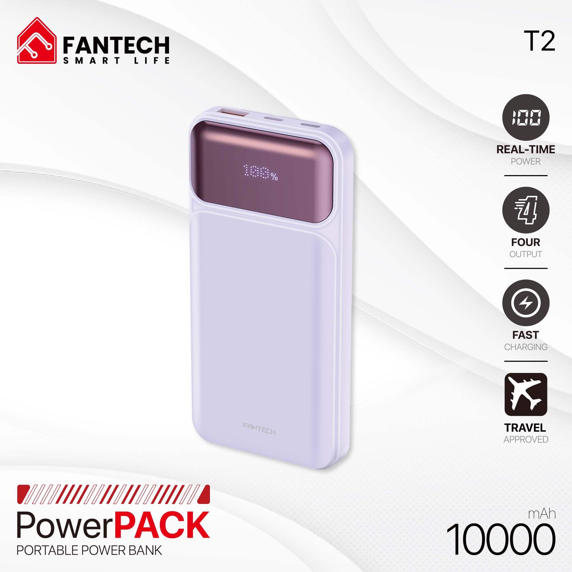 FANTECH T2 Powerbank 10000mAh Mini with Fast Charging 22.5W Airline ...