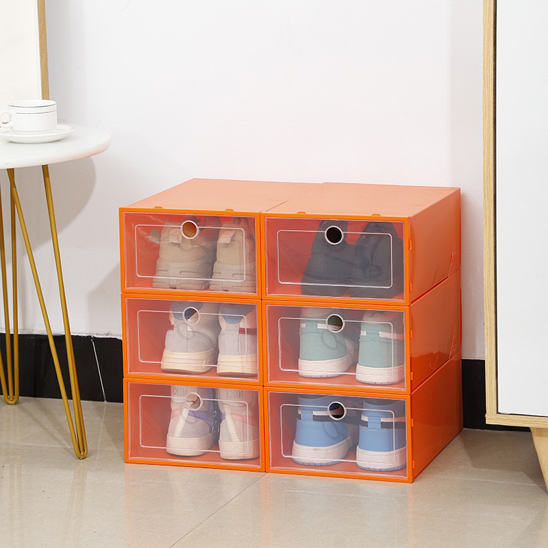 New shoe box opaque plastic dust-proof shoe box apple hole flip shoe ...