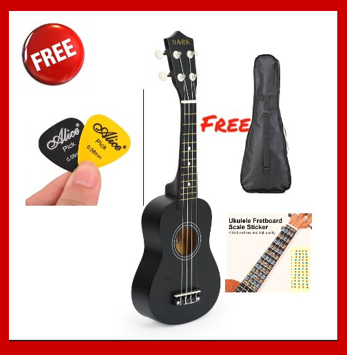 Black 21'' Soprano Ukulele Dark Mini Guitar Ukulele 12 Fret for the ...