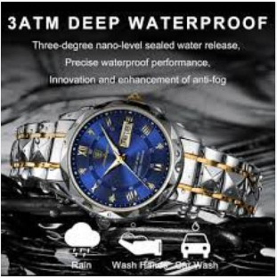 New Poedagar 615 Quartz Stainless Steel Watch For Men (Silver+Blue ...