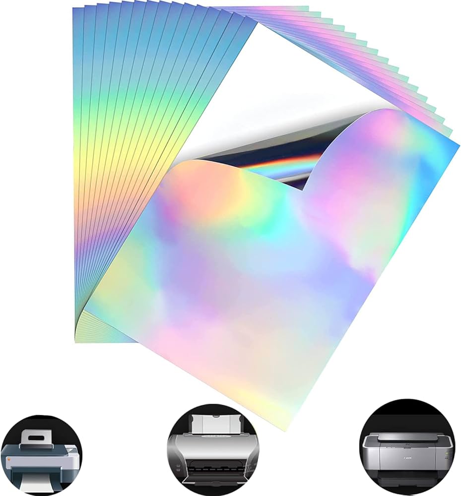 Seven Color Printable Vinyl Sticker Paper A4 Holographic Sticker Paper ...