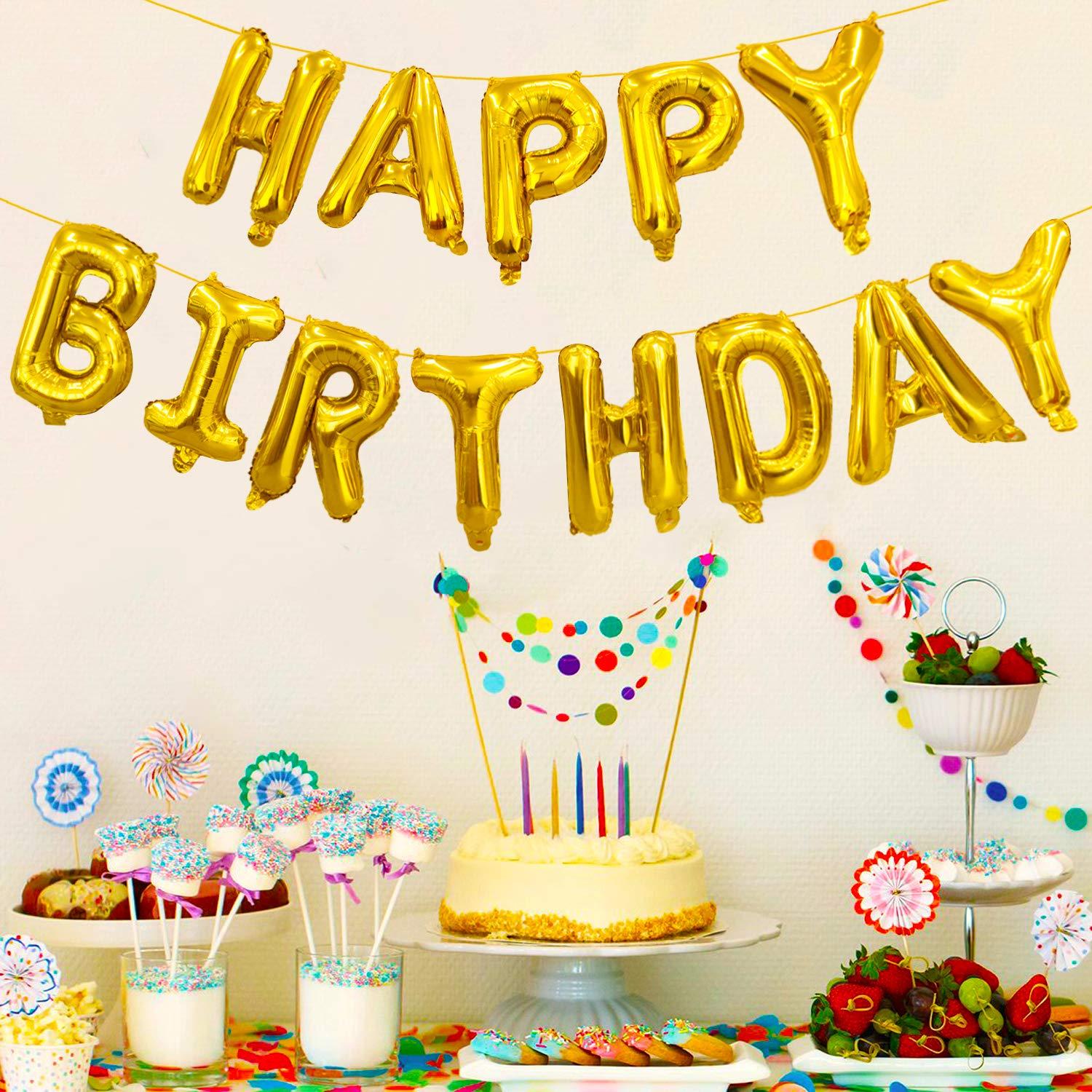 Happy Birthday Balloon Banner, Aluminum Foil Letters Banner Balloons ...
