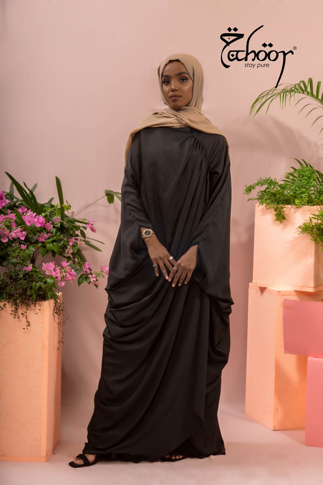 Tahoor Black Cheese Cotton Roman Abaya for Women | Daraz.com.bd