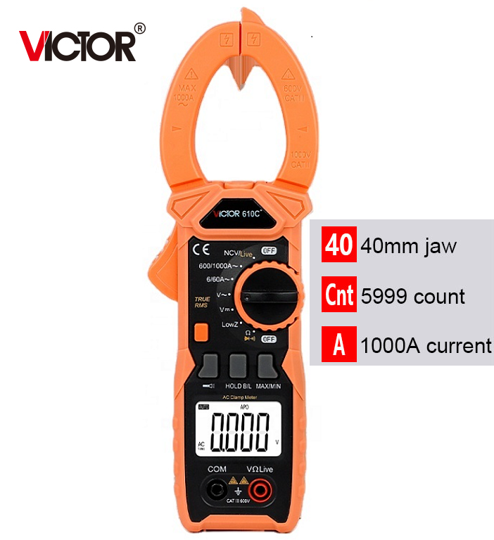 VICTOR 610C+ AC 1000A 750V Digital Clamp Meter DC 1000V 5999 counts VFC ...