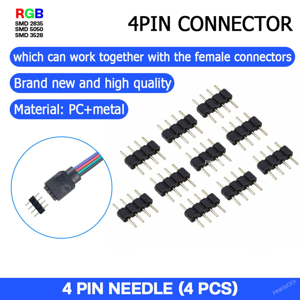 RGB LED Strip Light Connector 4 PIN Needle 10mm for RGB LED Strip Light ...