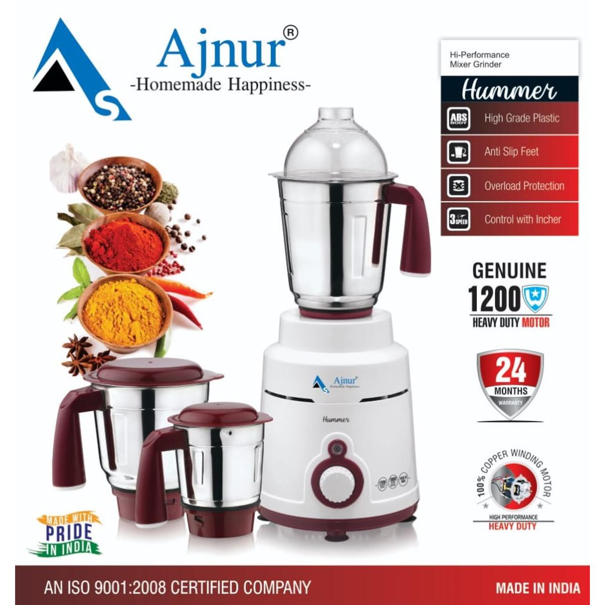 Ajnur Blender Plus Mixer Grinder - Powerful 1200W Motor for Superior Performance-Auto shut-off ...