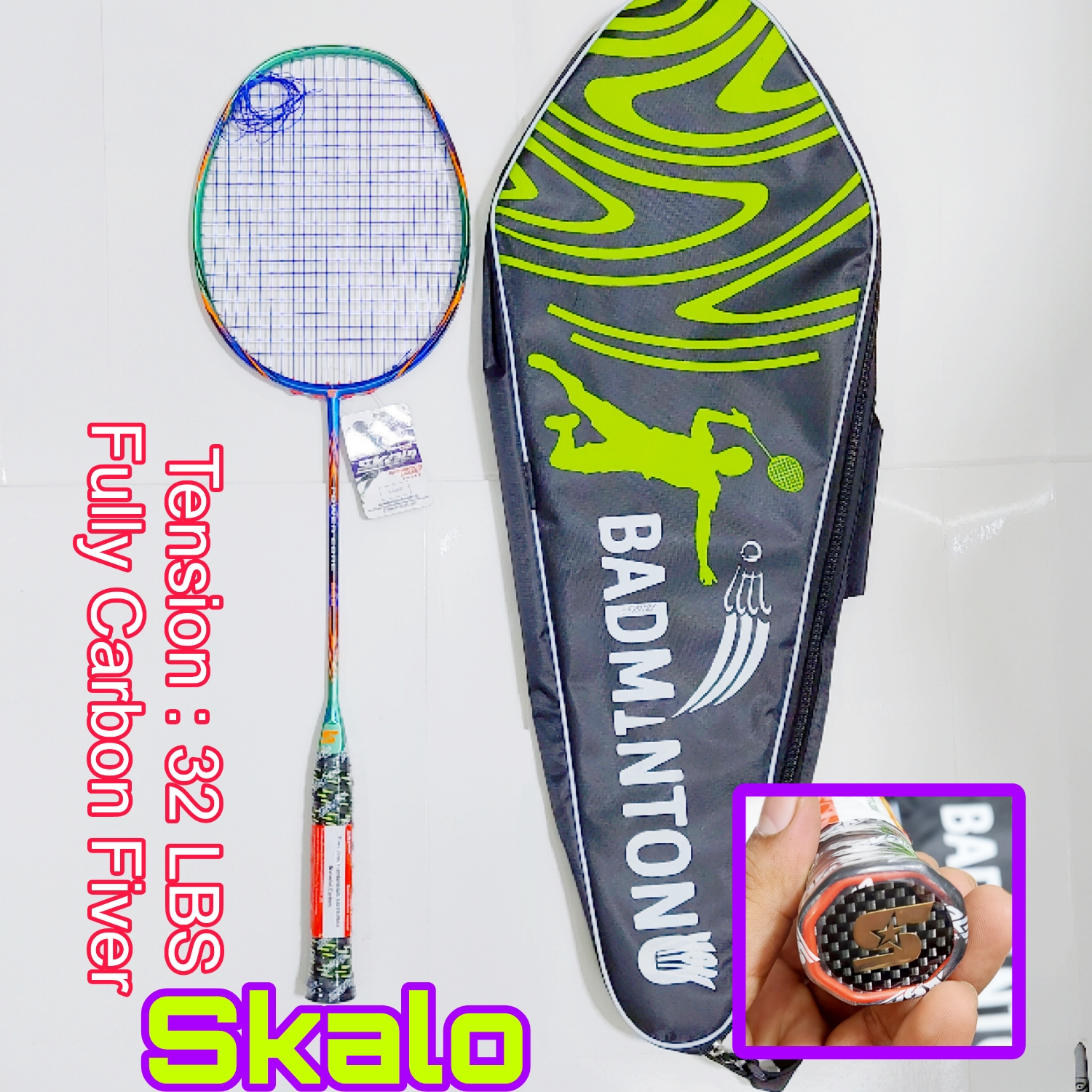 Skalo Badminton Racket String Tension 32 Lbs Mashing Gadding Fully ...