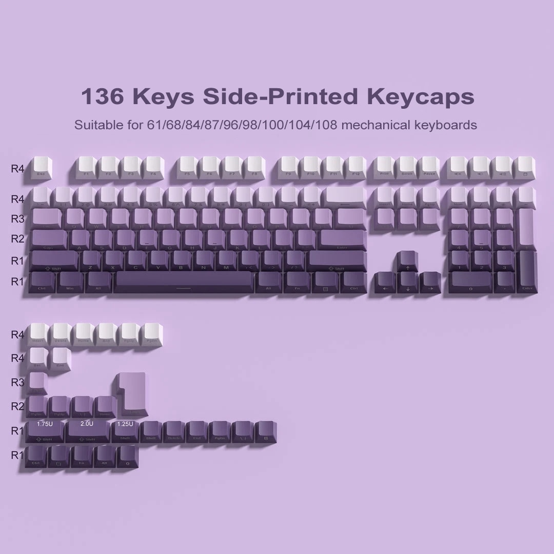 136 Key Polar Day PBT Double Shot Side Print Shine Through Backlit ...