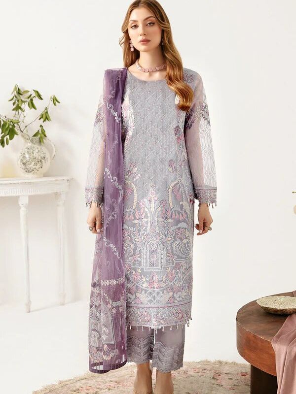 Three Piece Indian Unstitched Weightless Georgette Comfortable Salwar ...